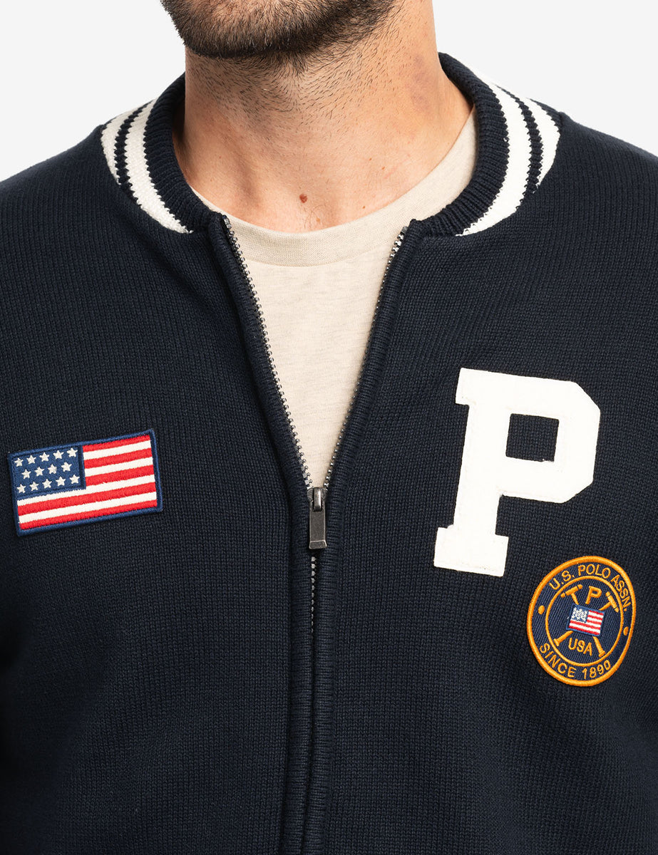 FULL ZIP PATCH VARSITY SWEATER– U.S. Polo Assn.