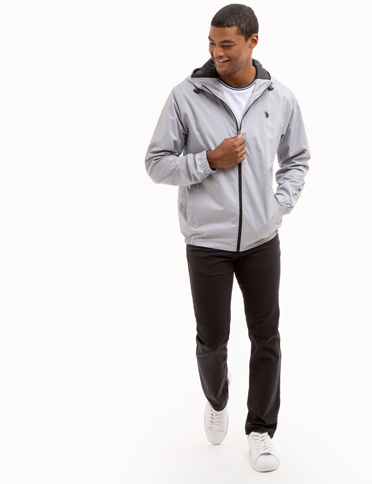 USPA HEATHERED HOODED WINDBREAKER– U.S. Polo Assn.