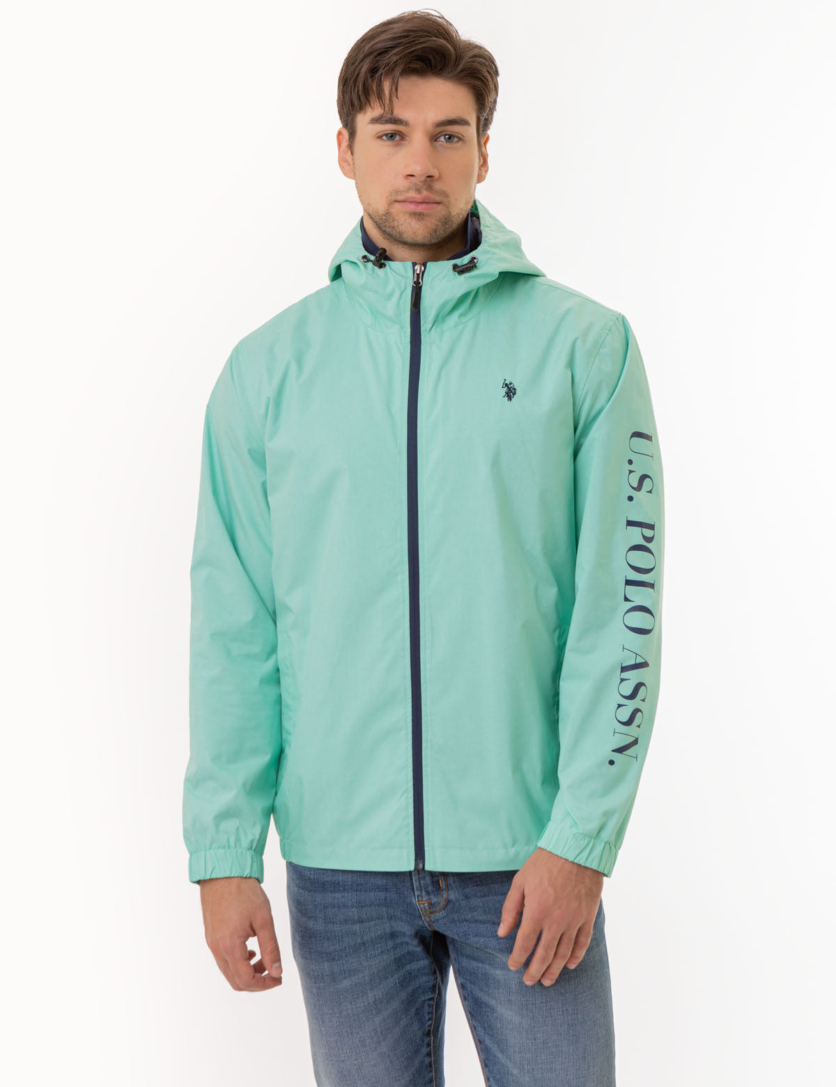 USPA HEATHERED HOODED WINDBREAKER– U.S. Polo Assn.