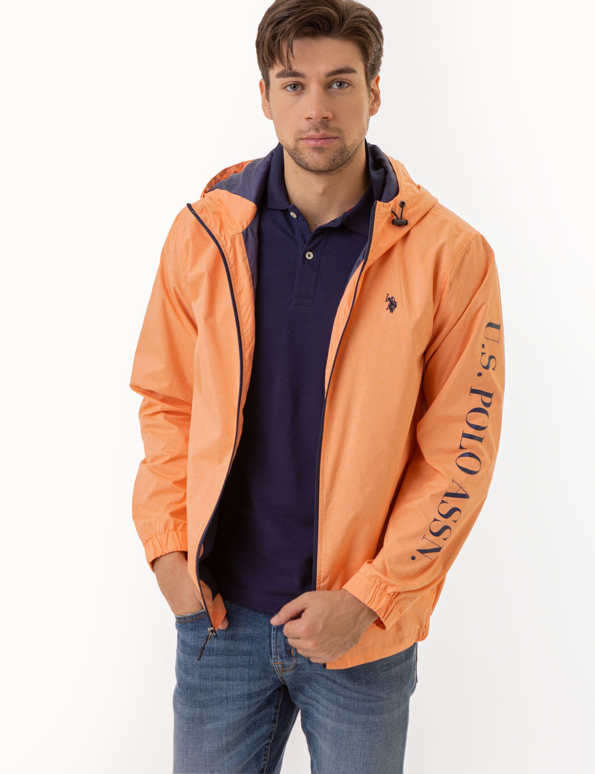 USPA HEATHERED HOODED WINDBREAKER– U.S. Polo Assn.