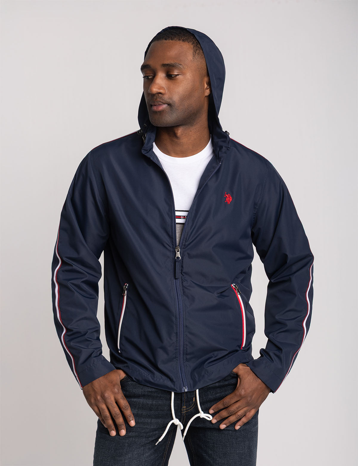 SIGNATURE STRIPE STOW HOOD JACKET– U.S. Polo Assn.