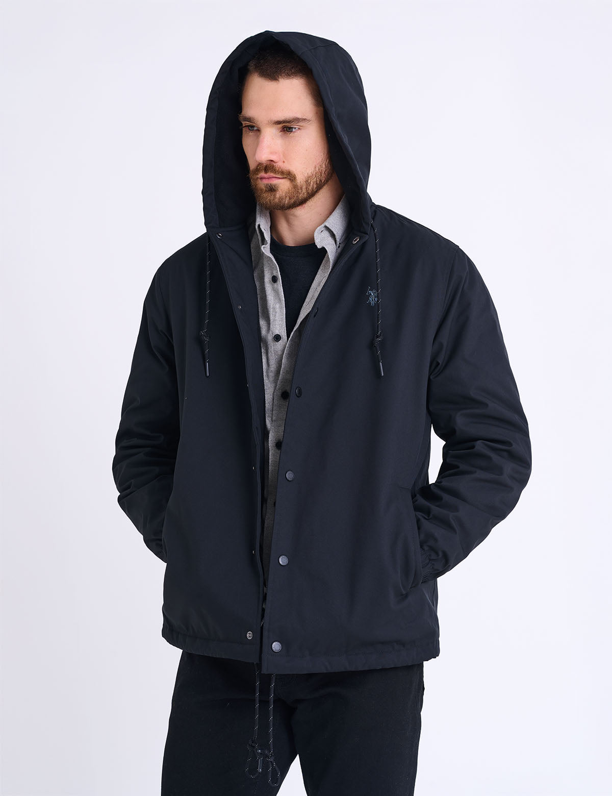 HOODED SNAP FRONT JACKET– U.S. Polo Assn.