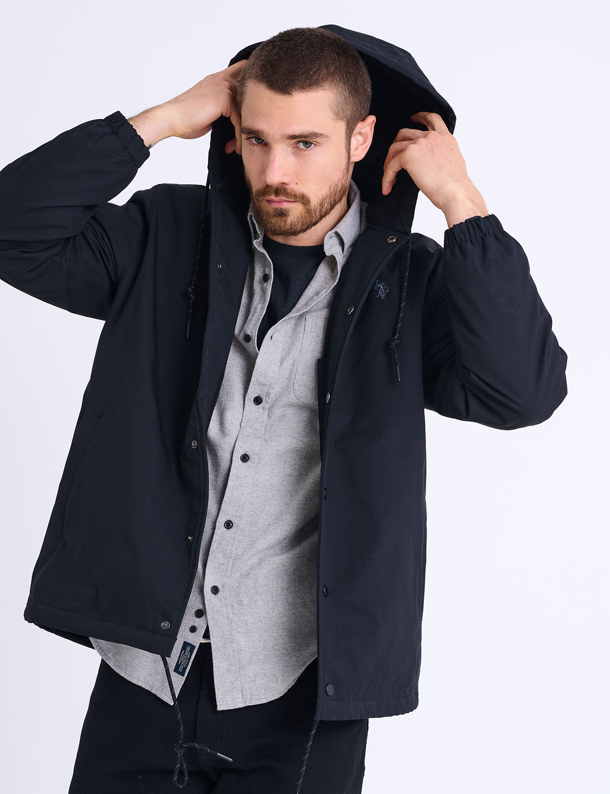 HOODED SNAP FRONT JACKET– U.S. Polo Assn.