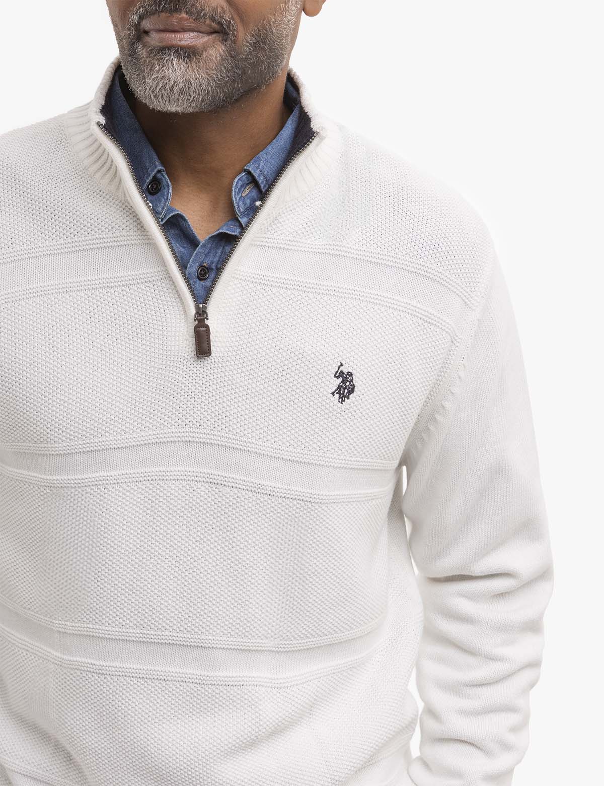 FRONT TEXTURED 1/4 ZIP SWEATER– U.S. Polo Assn.