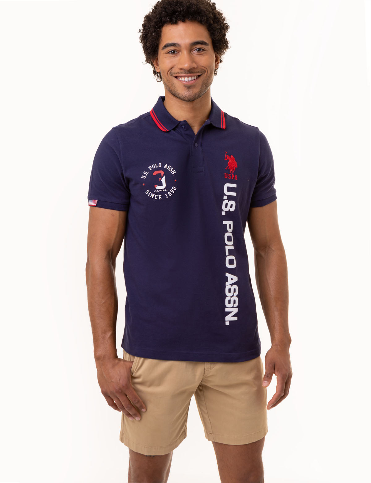 SNAP CLOSURE VERTICAL WORDMARK POLO SHIRT– U.S. Polo Assn.