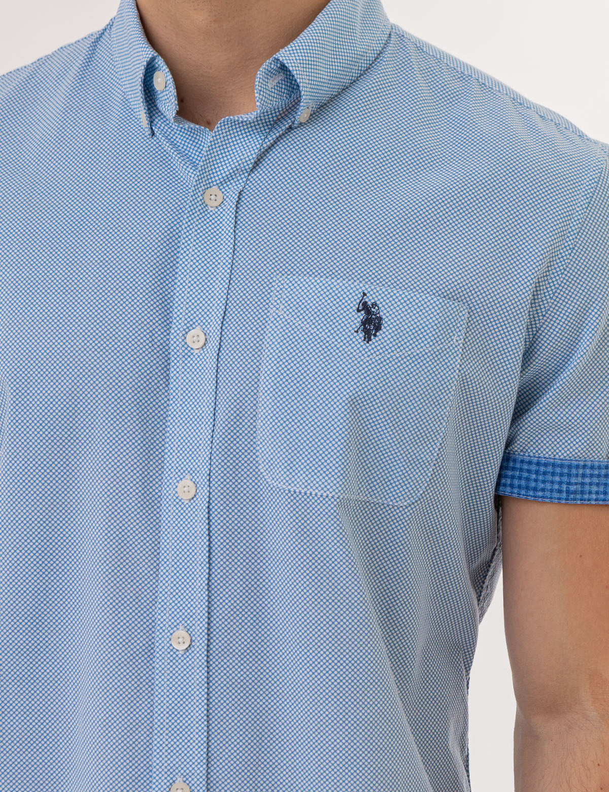 SLUB POPLIN WOVEN SHIRT WITH CONTRAST FACING– U.S. Polo Assn.