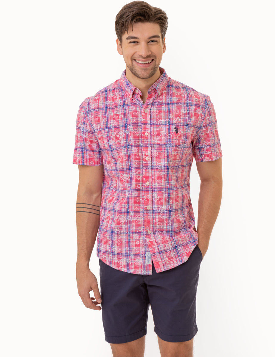 MADRAS FLORAL PLAID PRINT SHIRT WITH POCKET– U.S. Polo Assn.