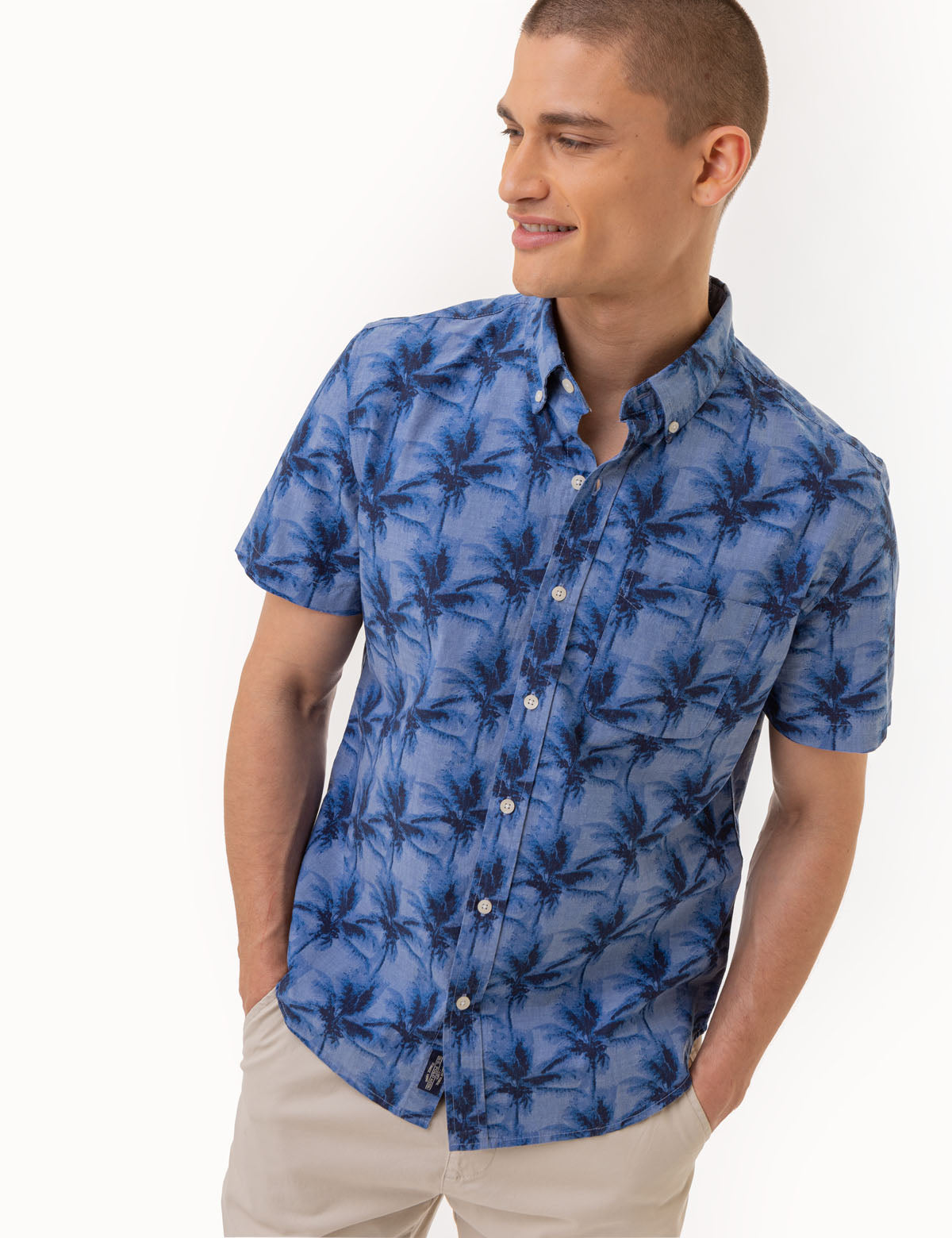 PALM TREE SLUB CHAMBRAY WOVEN SHIRT– U.S. Polo Assn.