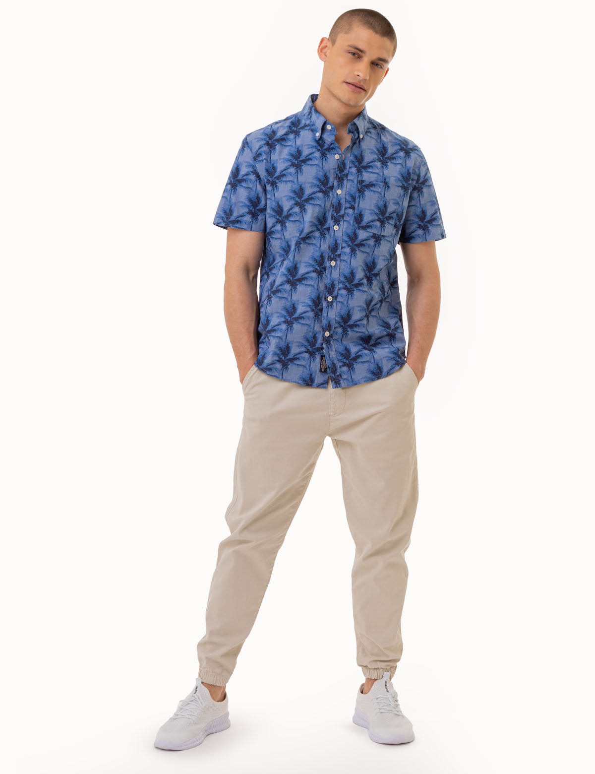 PALM TREE SLUB CHAMBRAY WOVEN SHIRT– U.S. Polo Assn.