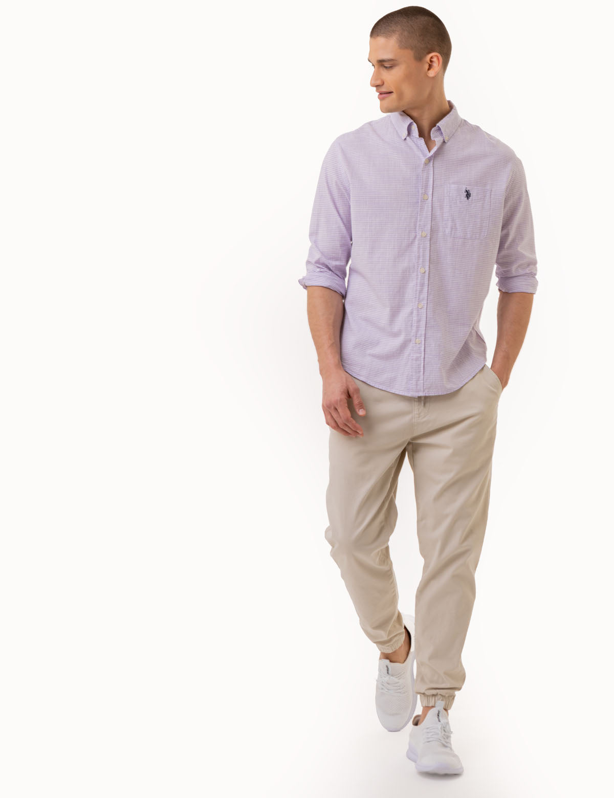 LONG SLEEVE HORIZONTAL STRIPE WOVEN SHIRT– U.S. Polo Assn.