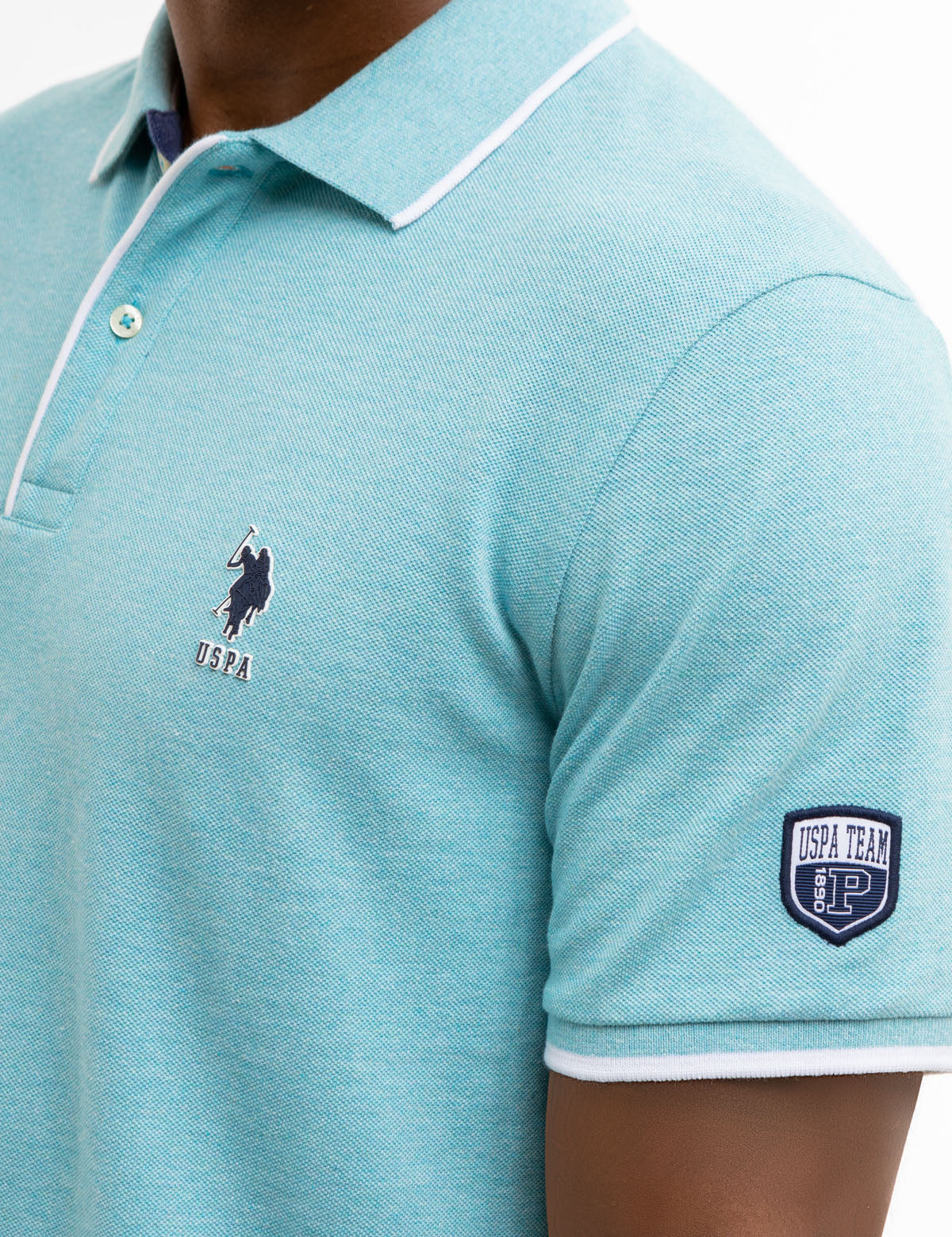 USPA TEAM PIPED HEATHER PIQUE POLO SHIRT– U.S. Polo Assn.