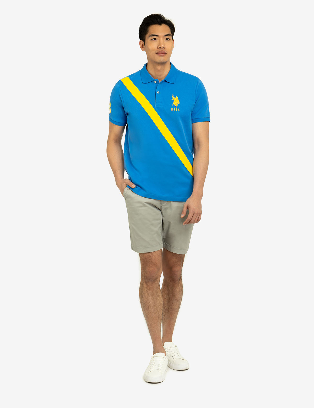DIAGONAL SASH FRONT PIQUE POLO SHIRT– U.S. Polo Assn.