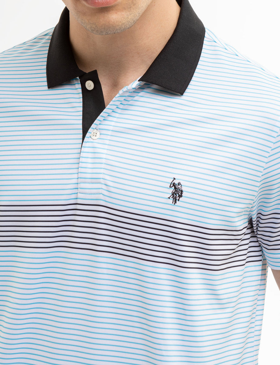 ENGINEERED PRINTED STRIPE PERFORMANCE POLO SHIRT– U.S. Polo Assn.