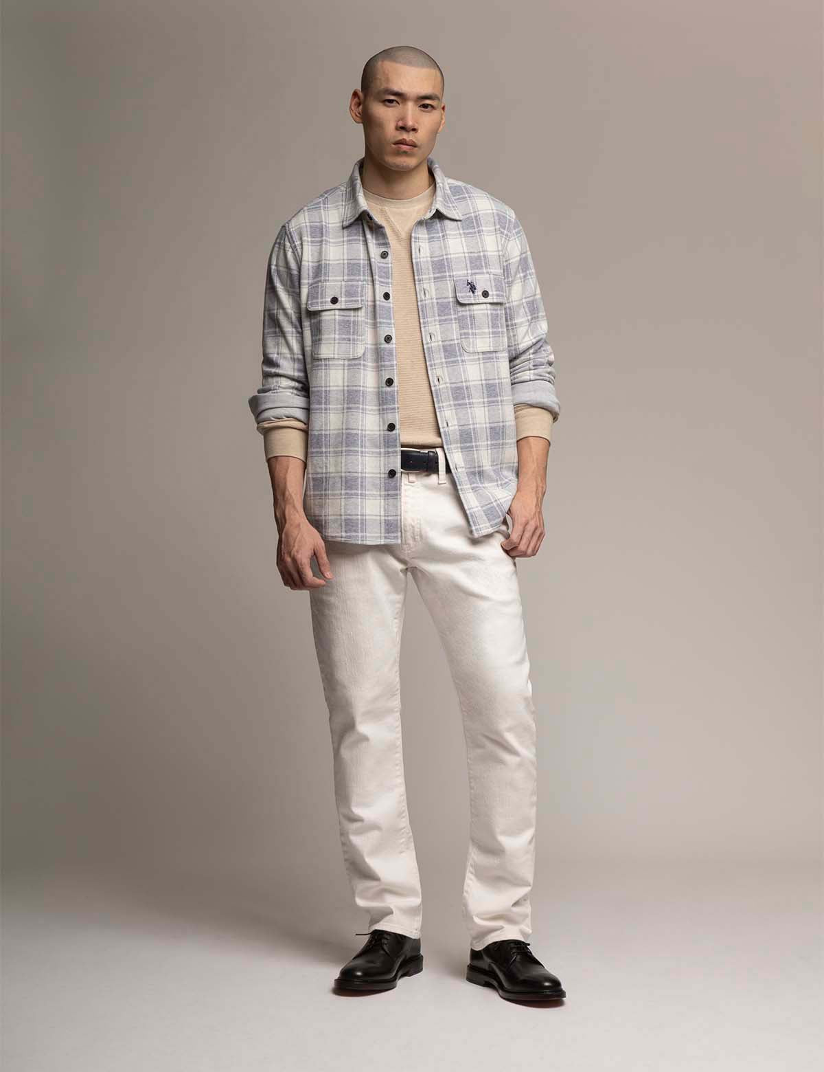WHITE LABEL PLAID JACQUARD FULL PLACKET SHIRT– U.S. Polo Assn.