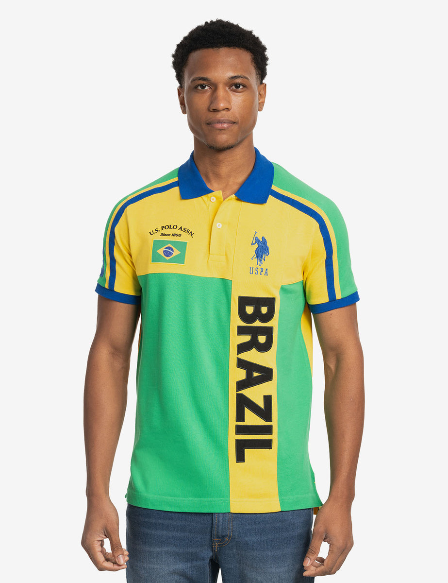 BRAZIL VERTICAL COLOR BLOCK PIQUE POLO SHIRT– U.S. Polo Assn.