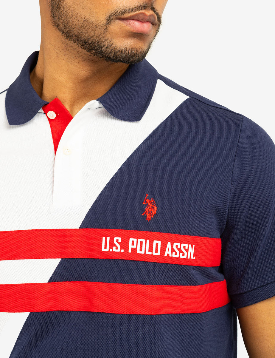 COLOR BLOCK CHEST STRIPE PIQUE POLO SHIRT– U.S. Polo Assn.