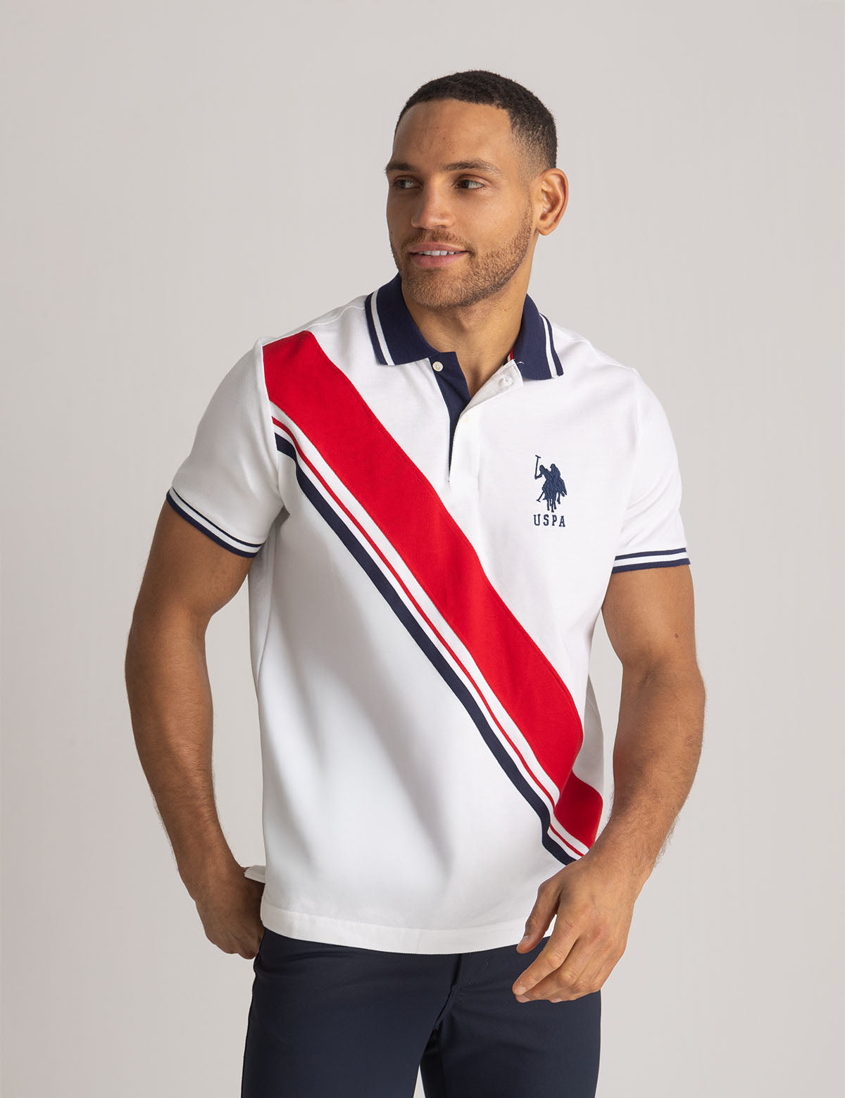 SASH POLO SHIRT WITH SIGNATURE STRIPE TRICOT TAPE– U.S. Polo Assn.