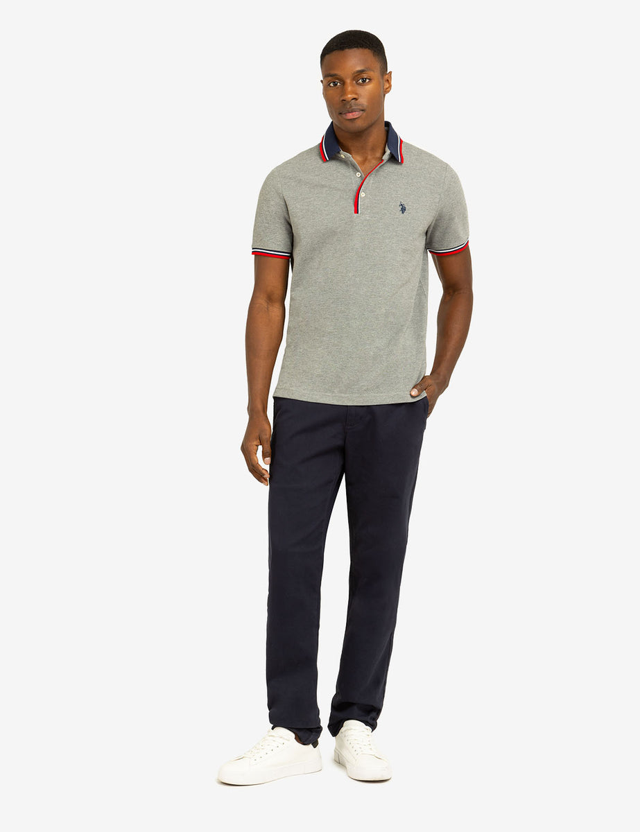 SIGNATURE STRIPE RIB TIPPED TRIM POLO SHIRT– U.S. Polo Assn.
