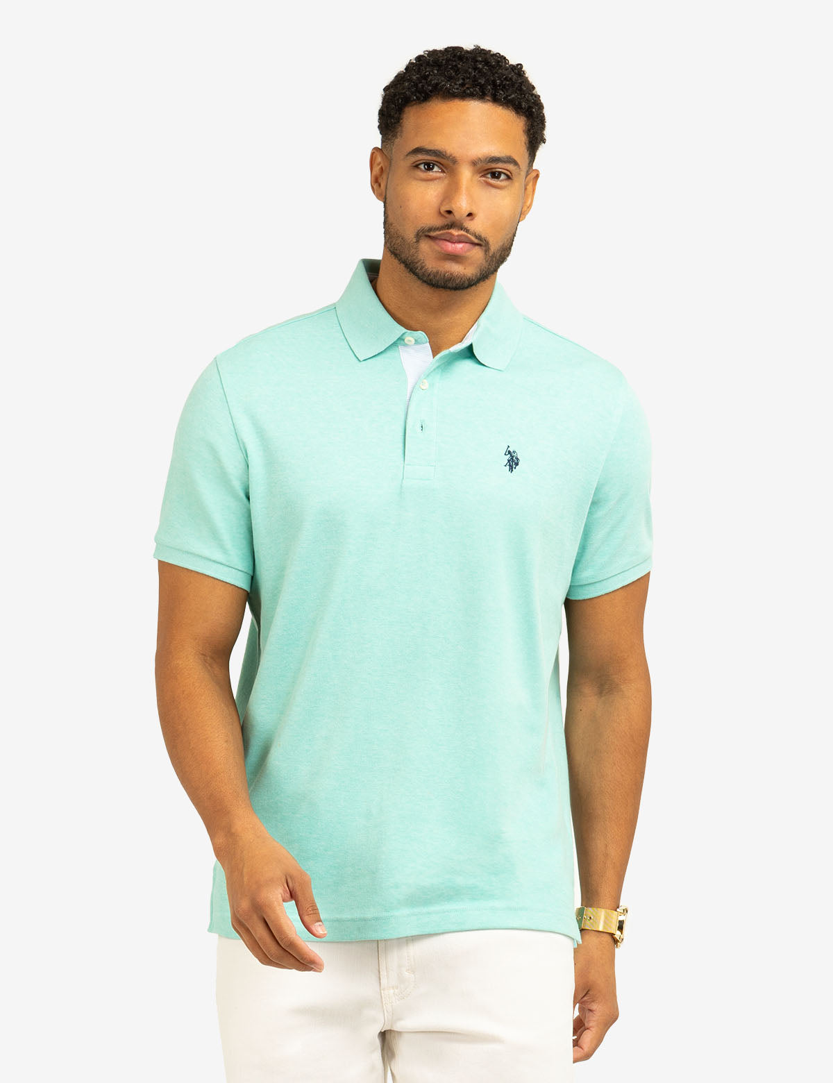 SOLID INTERLOCK POLO SHIRT WITH WOVEN TRIM– U.S. Polo Assn.