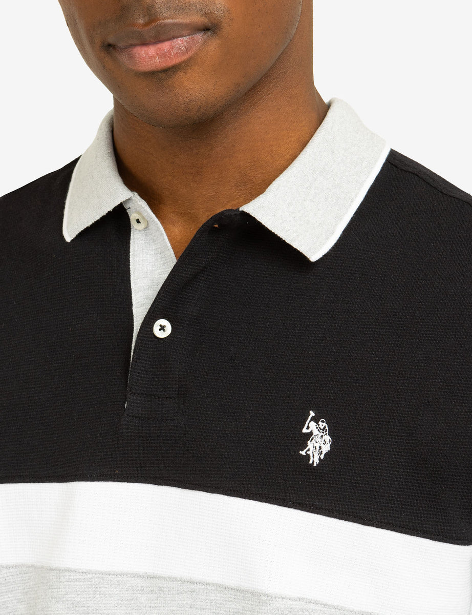 COLOR BLOCK OTTOMAN TEXTURE KNIT POLO SHIRT– U.S. Polo Assn.
