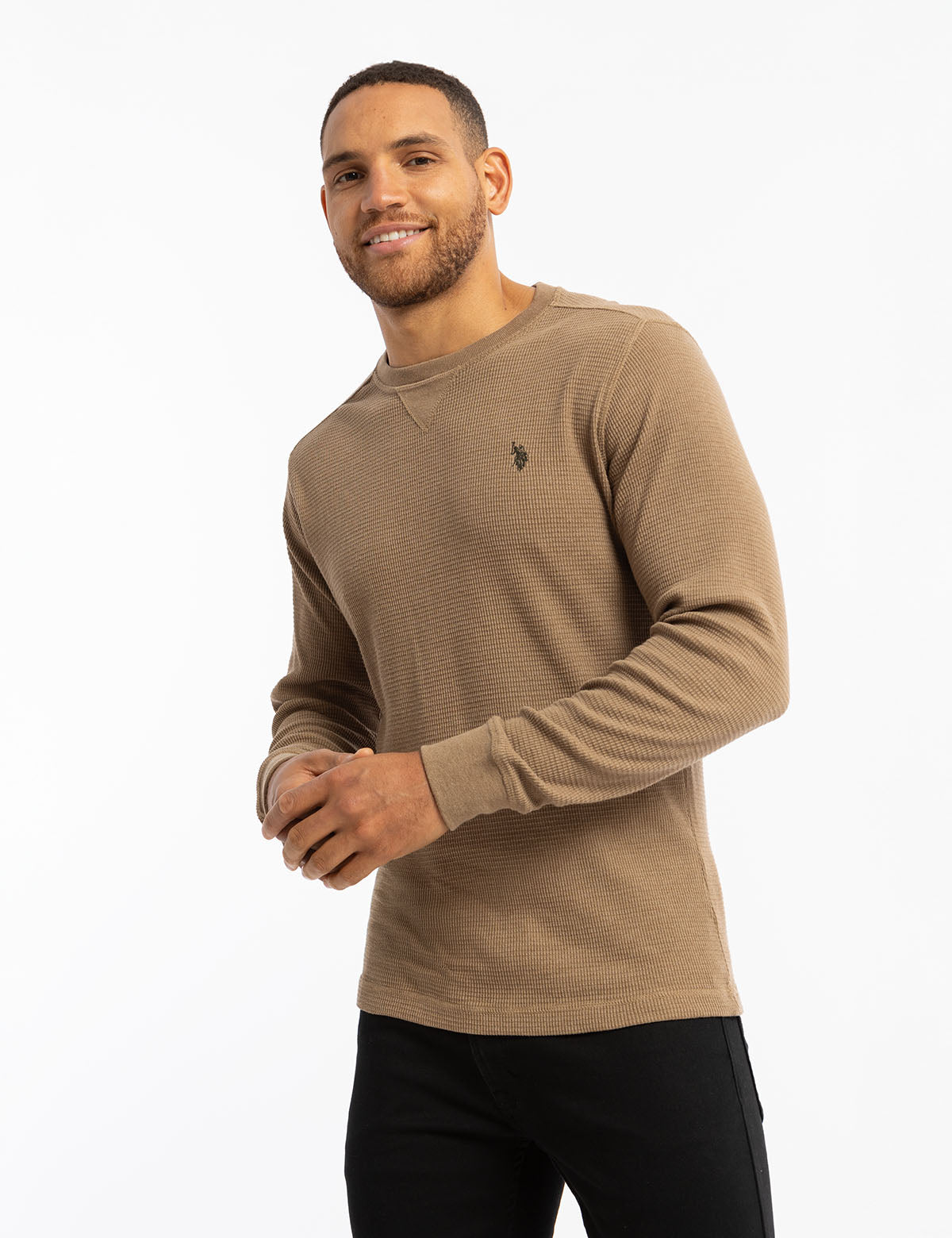 SOLID RIB KNIT CREW NECK PULLOVER– U.S. Polo Assn.