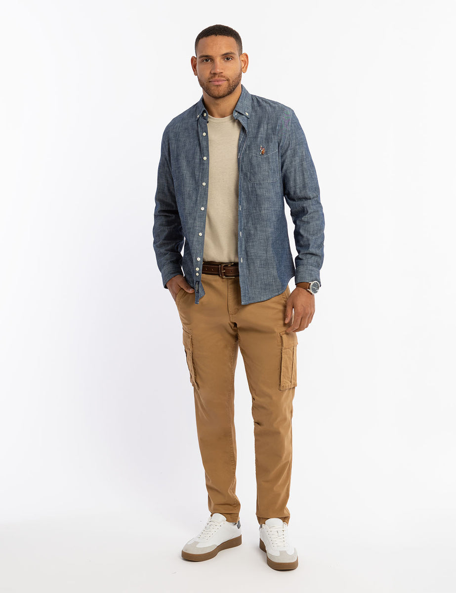 INDIGO SLUB CHAMBRAY LONG SLEEVE SHIRT– U.S. Polo Assn.