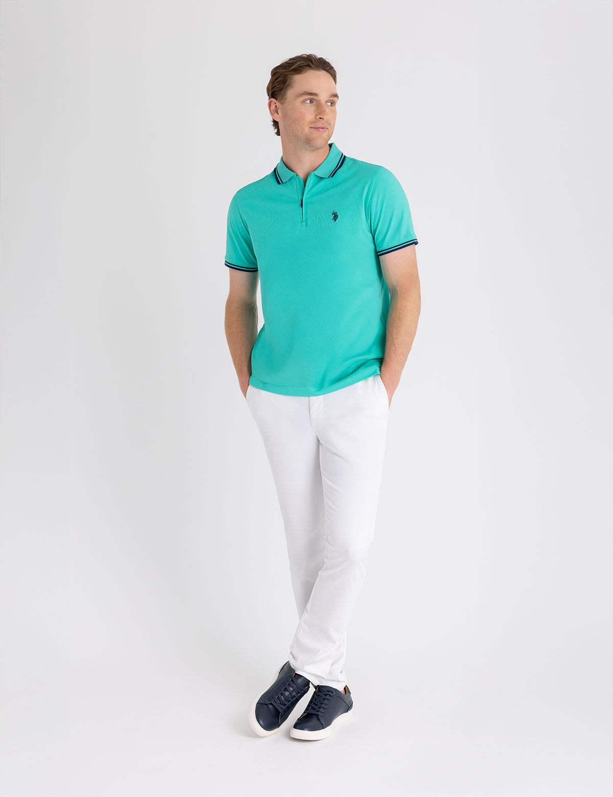 ZIPPER PLACKET TIPPED JERSEY POLO SHIRT– U.S. Polo Assn.