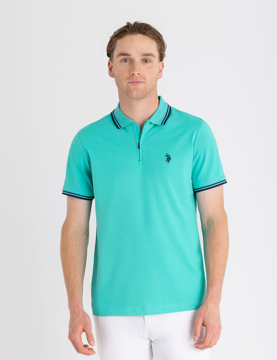 ZIPPER PLACKET TIPPED JERSEY POLO SHIRT– U.S. Polo Assn.