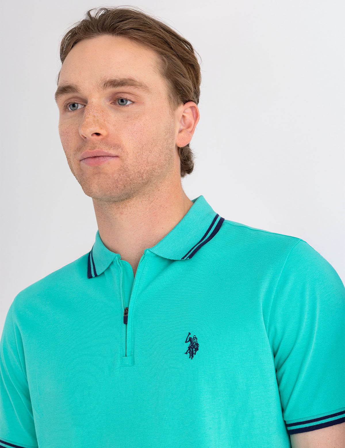 ZIPPER PLACKET TIPPED JERSEY POLO SHIRT– U.S. Polo Assn.