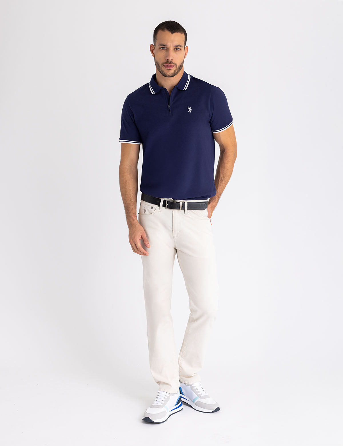 ZIPPER PLACKET TIPPED JERSEY POLO SHIRT– U.S. Polo Assn.