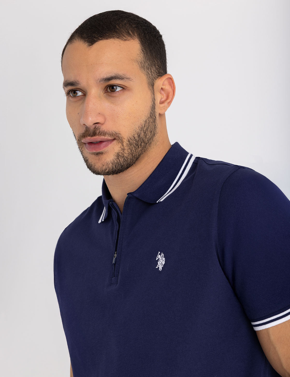 ZIPPER PLACKET TIPPED JERSEY POLO SHIRT– U.S. Polo Assn.