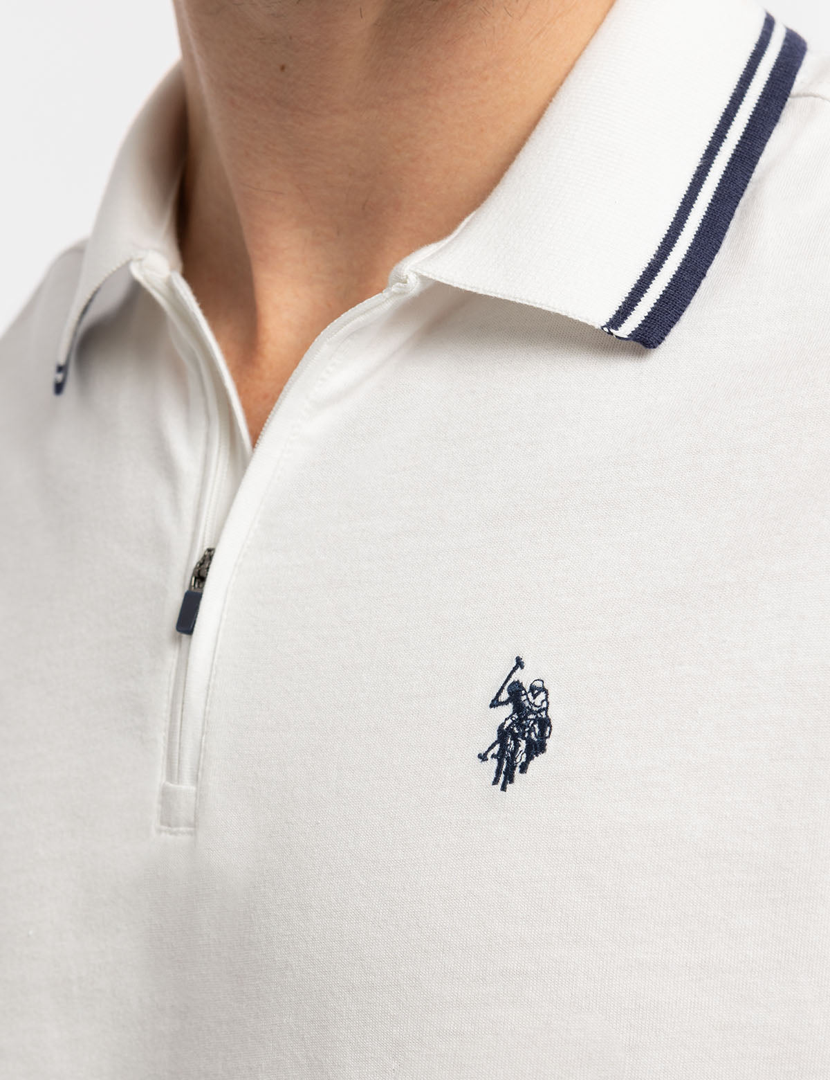 ZIPPER PLACKET TIPPED JERSEY POLO SHIRT– U.S. Polo Assn.
