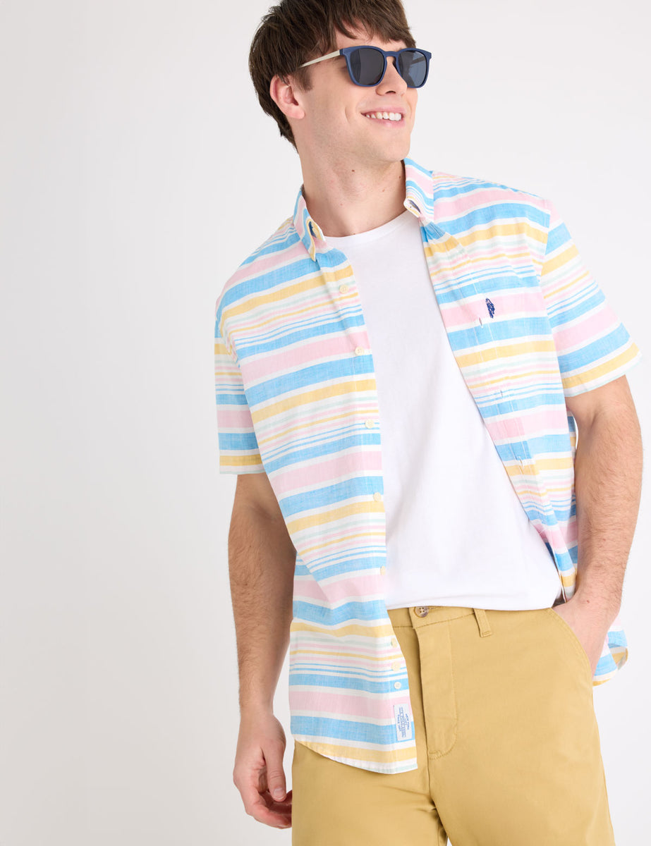 SHORT SLEEVE BRIGHT STRIPE POPLIN SHIRT– U.S. Polo Assn.