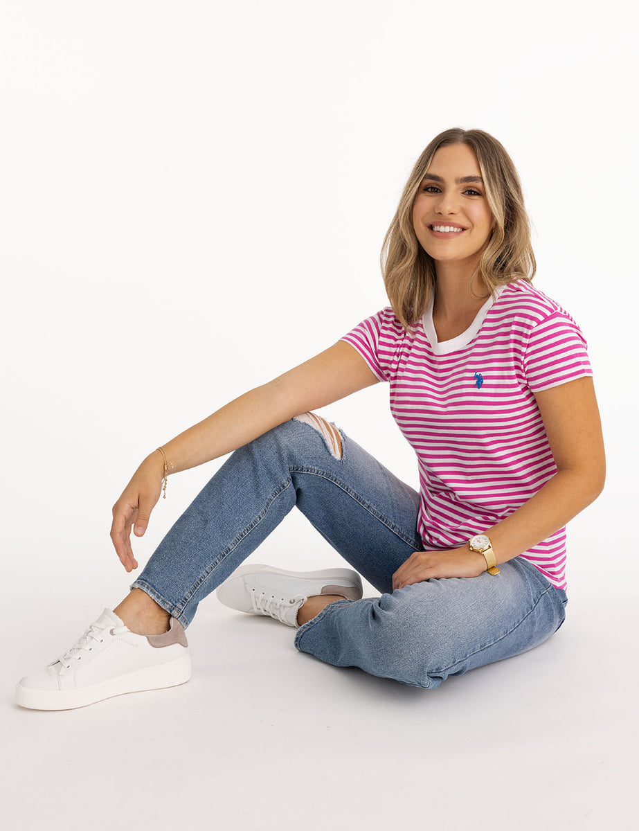 CONTRAST RINGER STRIPE CREW T-SHIRT– U.S. Polo Assn.