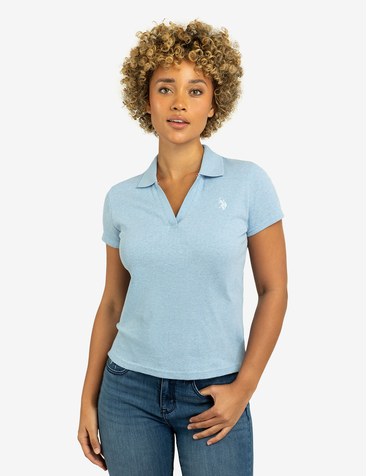 SPLIT NECK RIBBED POLO SHIRT– U.S. Polo Assn.