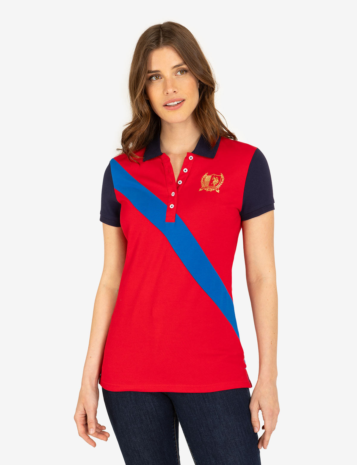 METALLIC CREST SASH POLO SHIRT– U.S. Polo Assn.