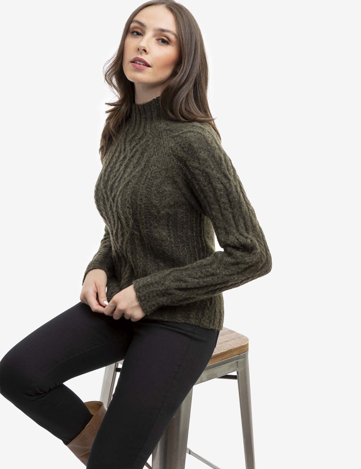 CHUNKY MOCK NECK CABLE SWEATER– U.S. Polo Assn.