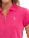 HALF ZIP PUFF SLEEVE HEATHER POLO SHIRT– U.S. Polo Assn.