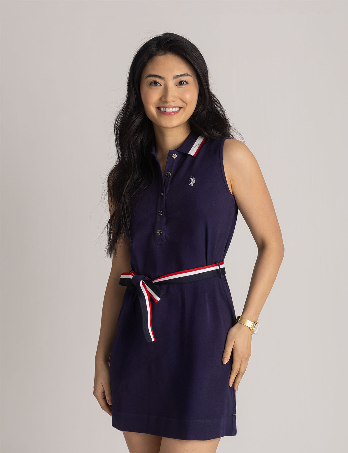 SLEEVELESS SIGNATURE STRIPE POLO DRESS– U.S. Polo Assn.