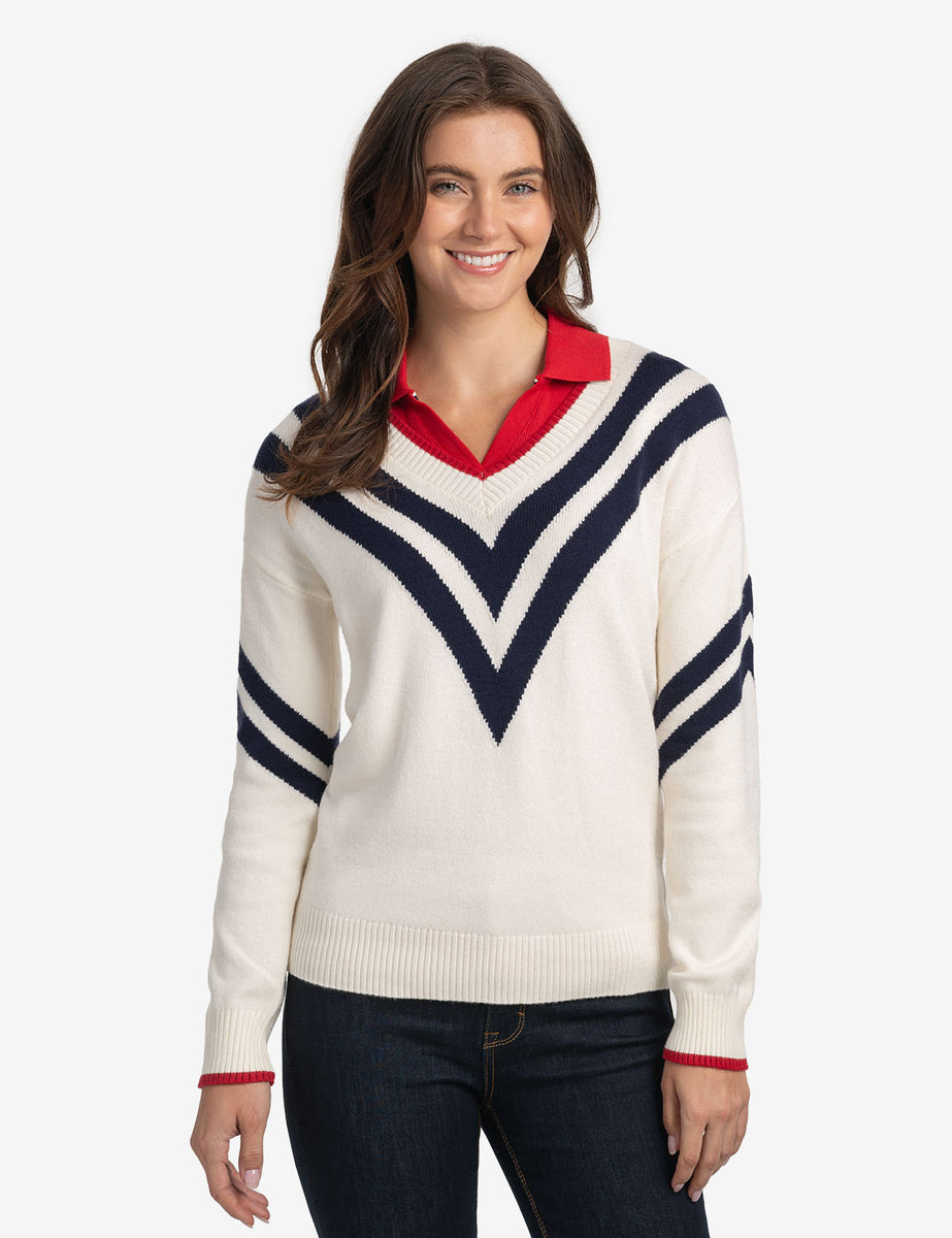 CHEVRON V-NECK SWEATER– U.S. Polo Assn.