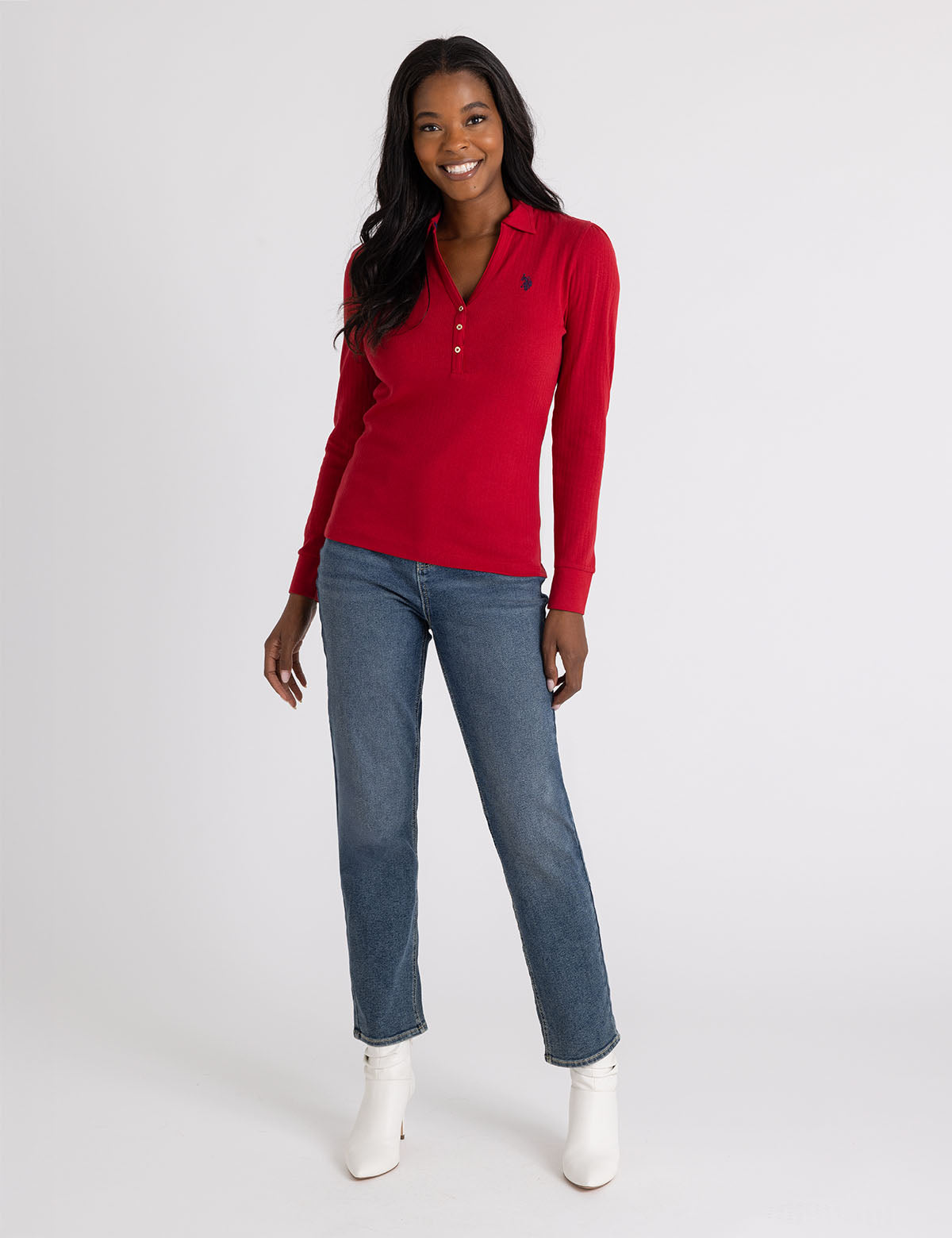 SPLIT NECK LONG SLEEVE RIB POLO SHIRT– U.S. Polo Assn.