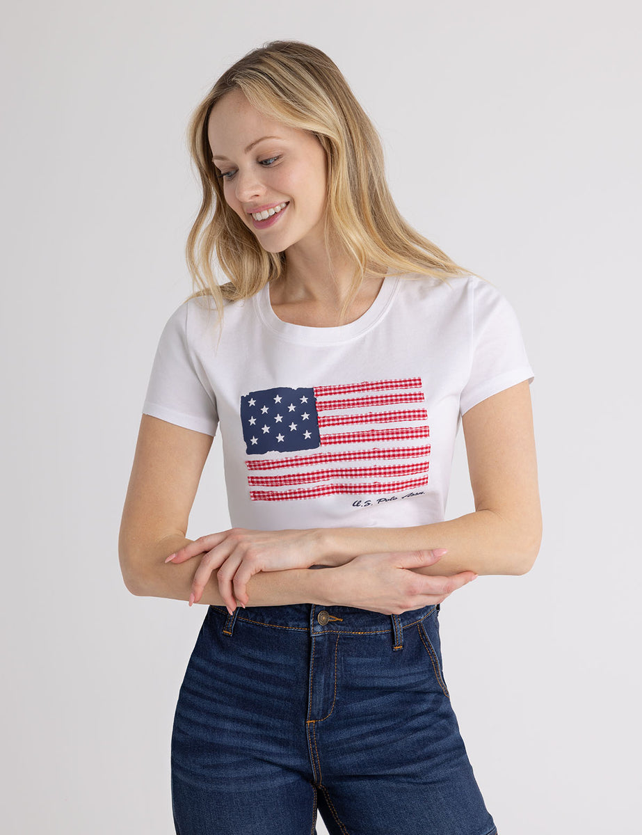 PATCH WORK FLAG SCOOP T-SHIRT– U.S. Polo Assn.