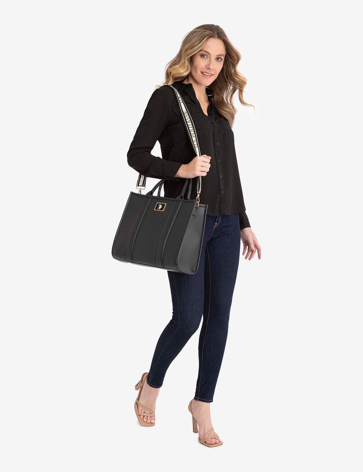 USPA BOX TOTE WITH CROSSBODY STRAP– U.S. Polo Assn.