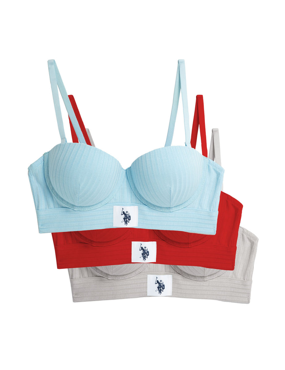 3PK RIBBED PUSH UP BRAS– U.S. Polo Assn.