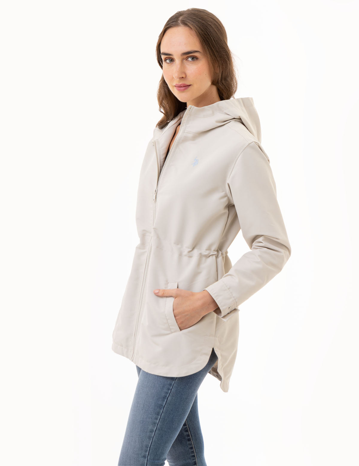 HOODED LONG SPLIT HEM RAINCOAT– U.S. Polo Assn.