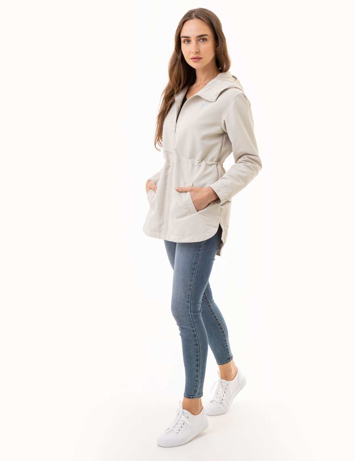 HOODED LONG SPLIT HEM RAINCOAT– U.S. Polo Assn.
