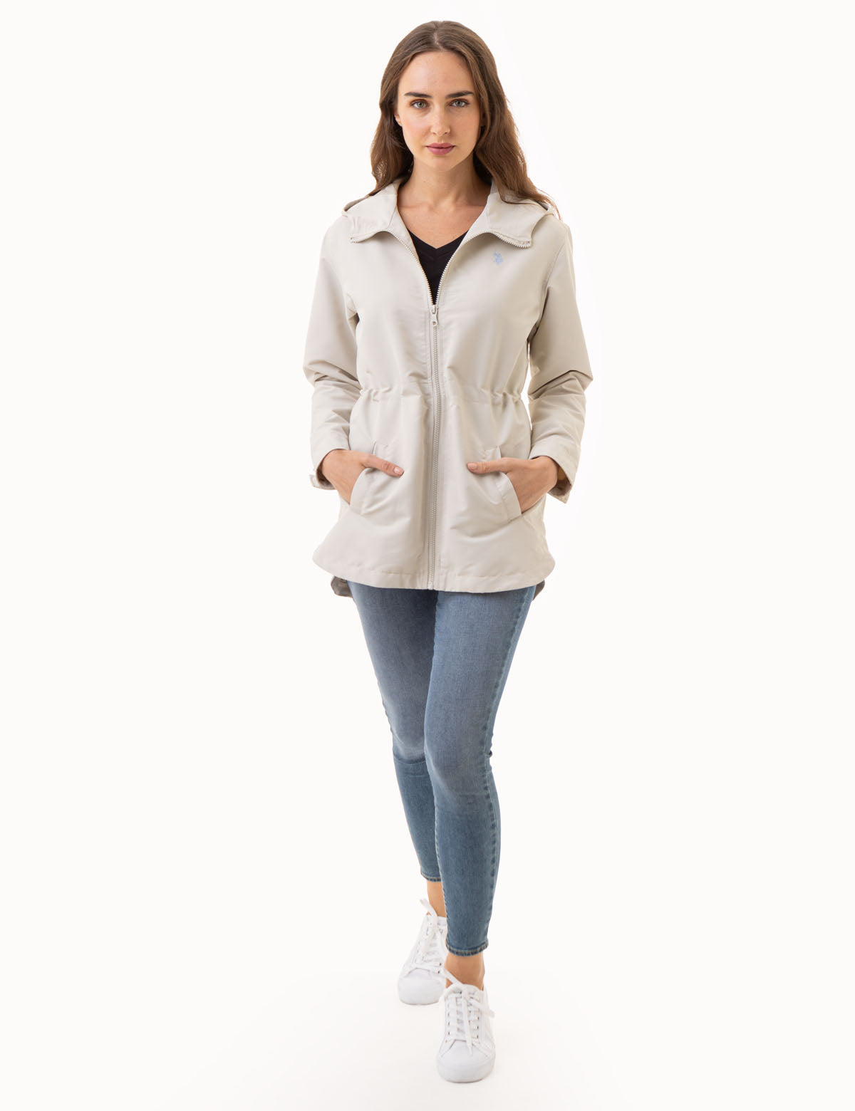 HOODED LONG SPLIT HEM RAINCOAT– U.S. Polo Assn.