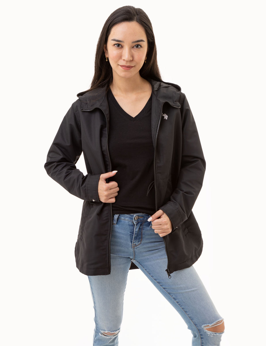 HOODED LONG SPLIT HEM RAINCOAT– U.S. Polo Assn.