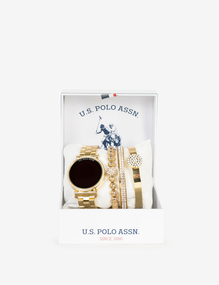 LADIES GOLD LINK WATCH AND BRACELETS SET– U.S. Polo Assn.