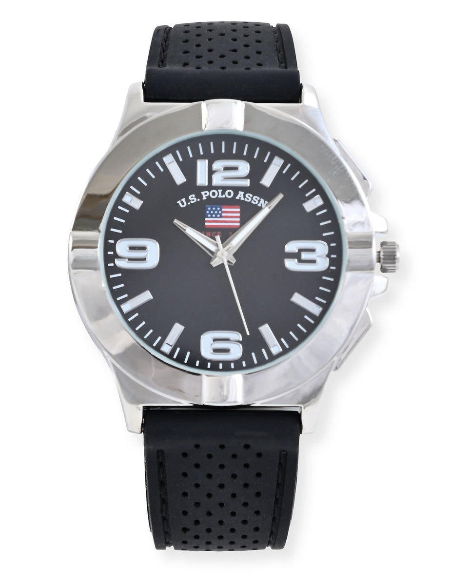 MEN'S BLACK WATCH AND STACKABLE BRACELETS SET– U.S. Polo Assn.